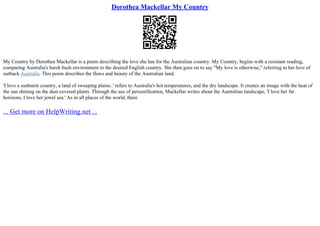 Dorothea Mackellar My Country | PPT