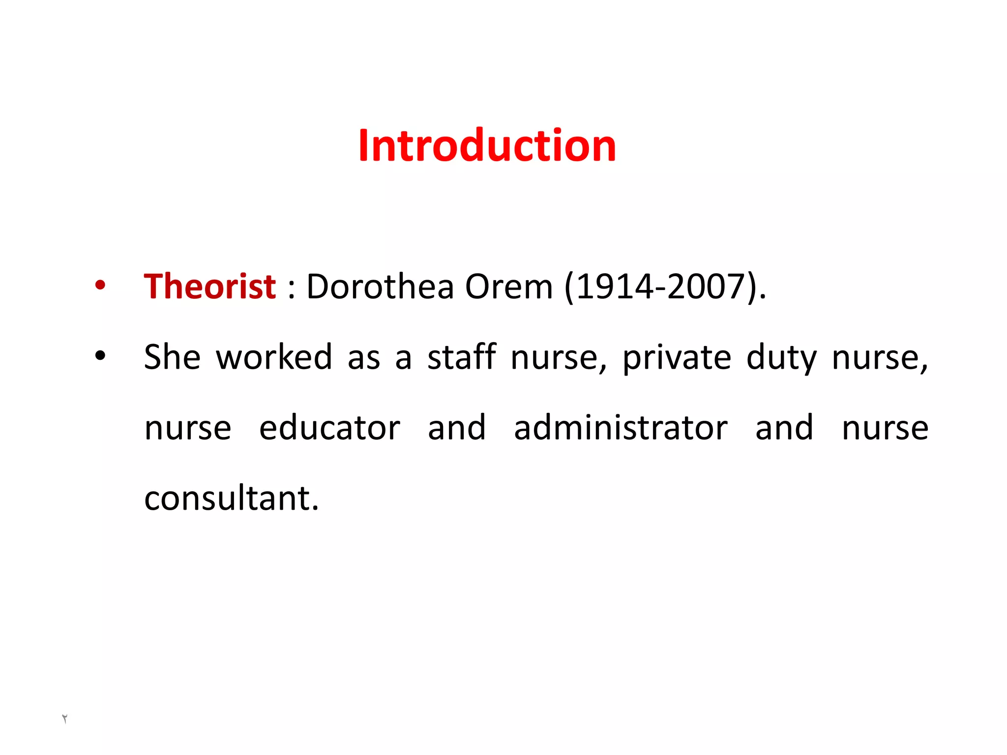 Dorothea Orem - Self-care theory | PDF