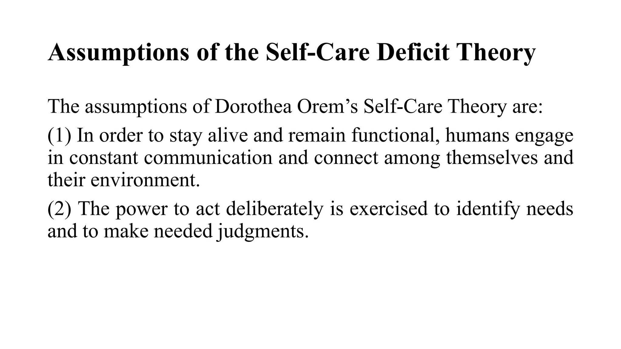 Dorothea Orem’s Theory; Self Care Deficit Theory | PPTX