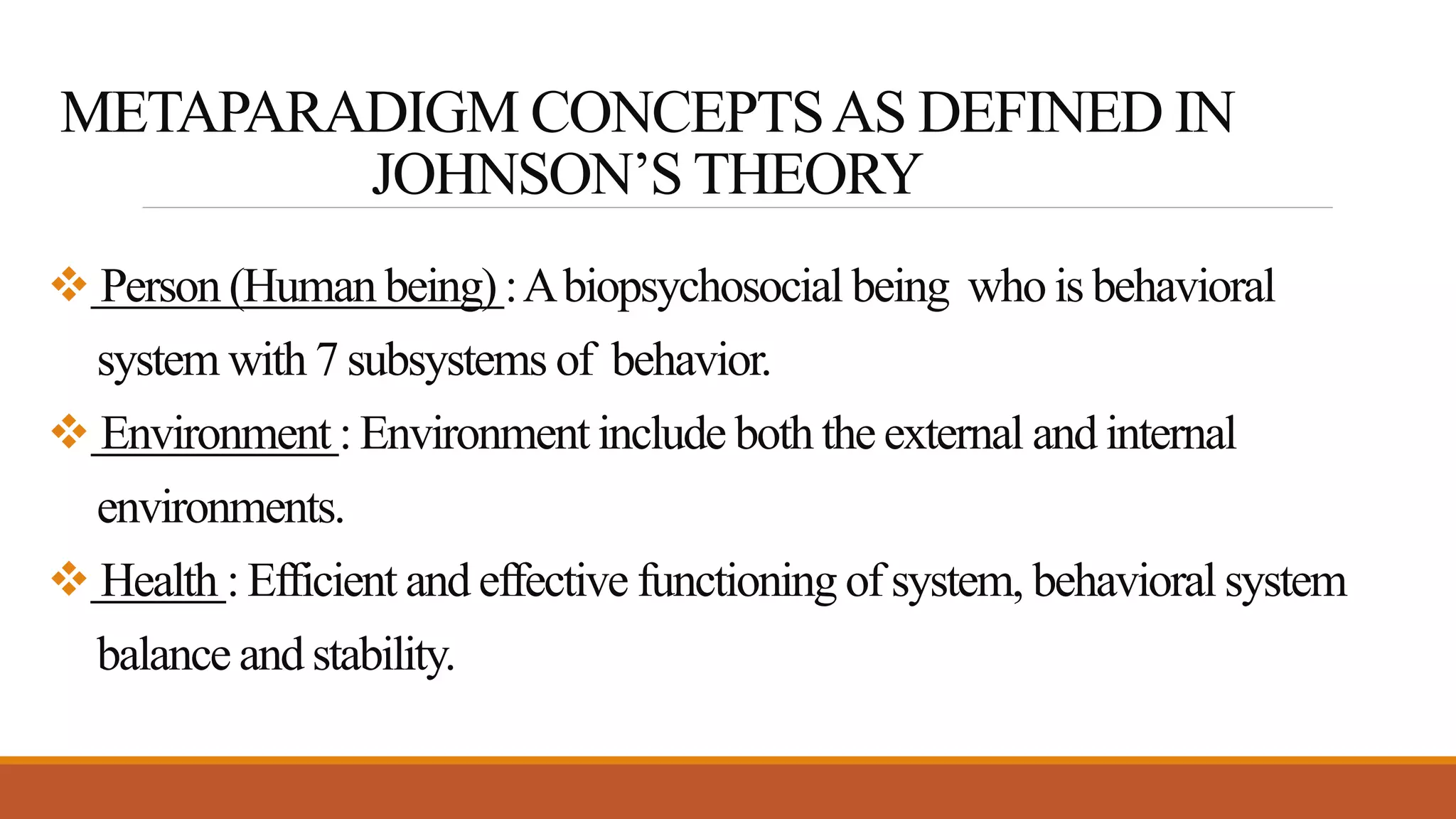 The Behavioral System Model - Dorothy.E.Johnson | PPTX