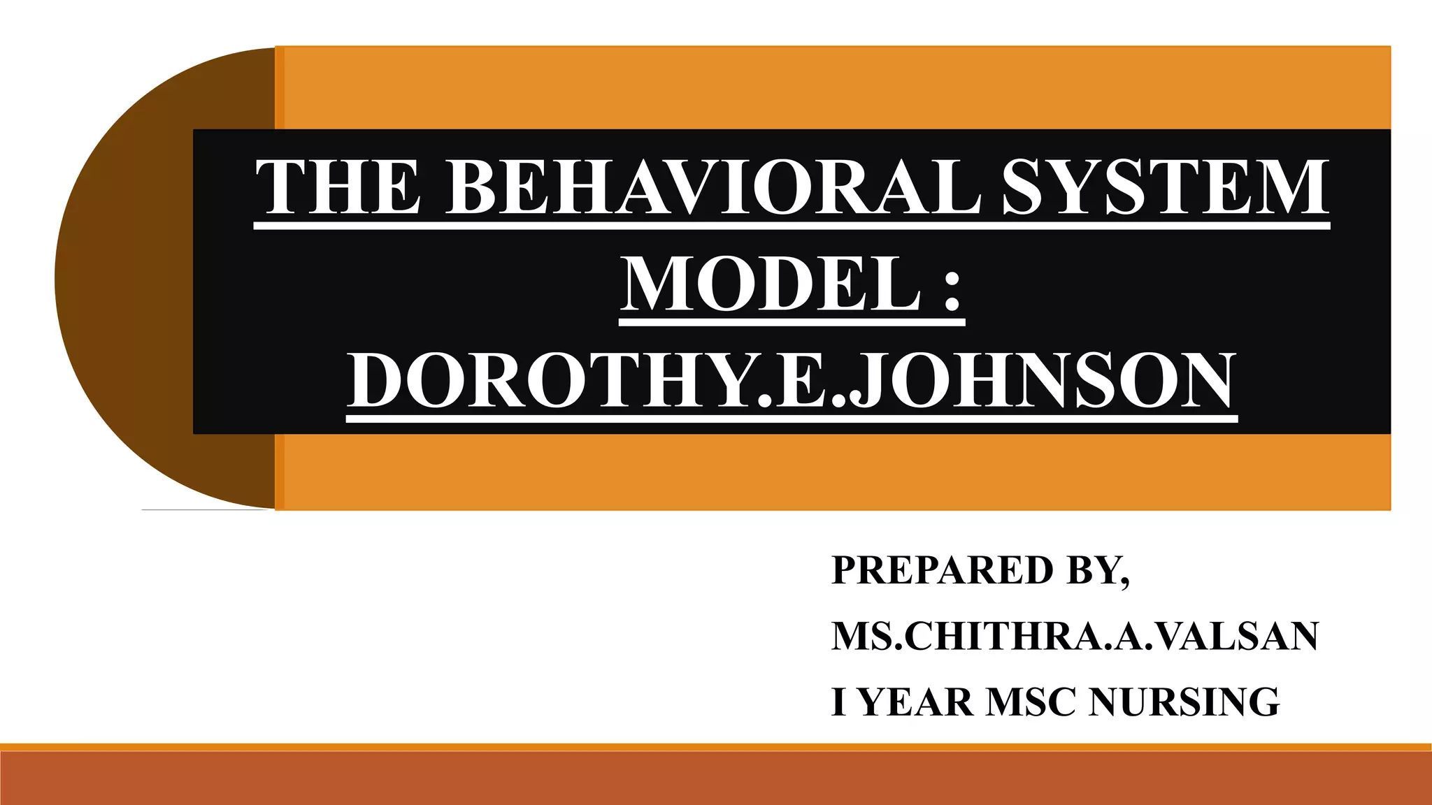 The Behavioral System Model - Dorothy.E.Johnson | PPTX