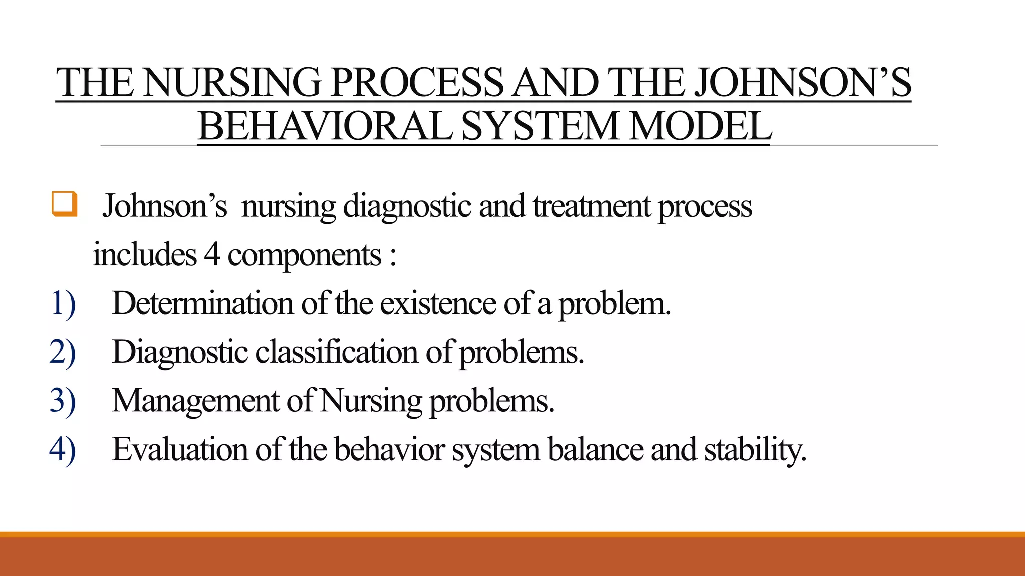 The Behavioral System Model - Dorothy.E.Johnson | PPTX