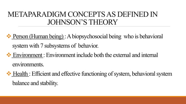 The Behavioral System Model - Dorothy.E.Johnson | PPTX