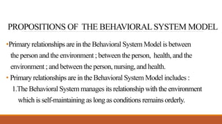 The Behavioral System Model - Dorothy.E.Johnson | PPTX