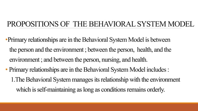 The Behavioral System Model - Dorothy.E.Johnson | PPTX