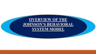 The Behavioral System Model - Dorothy.E.Johnson | PPTX