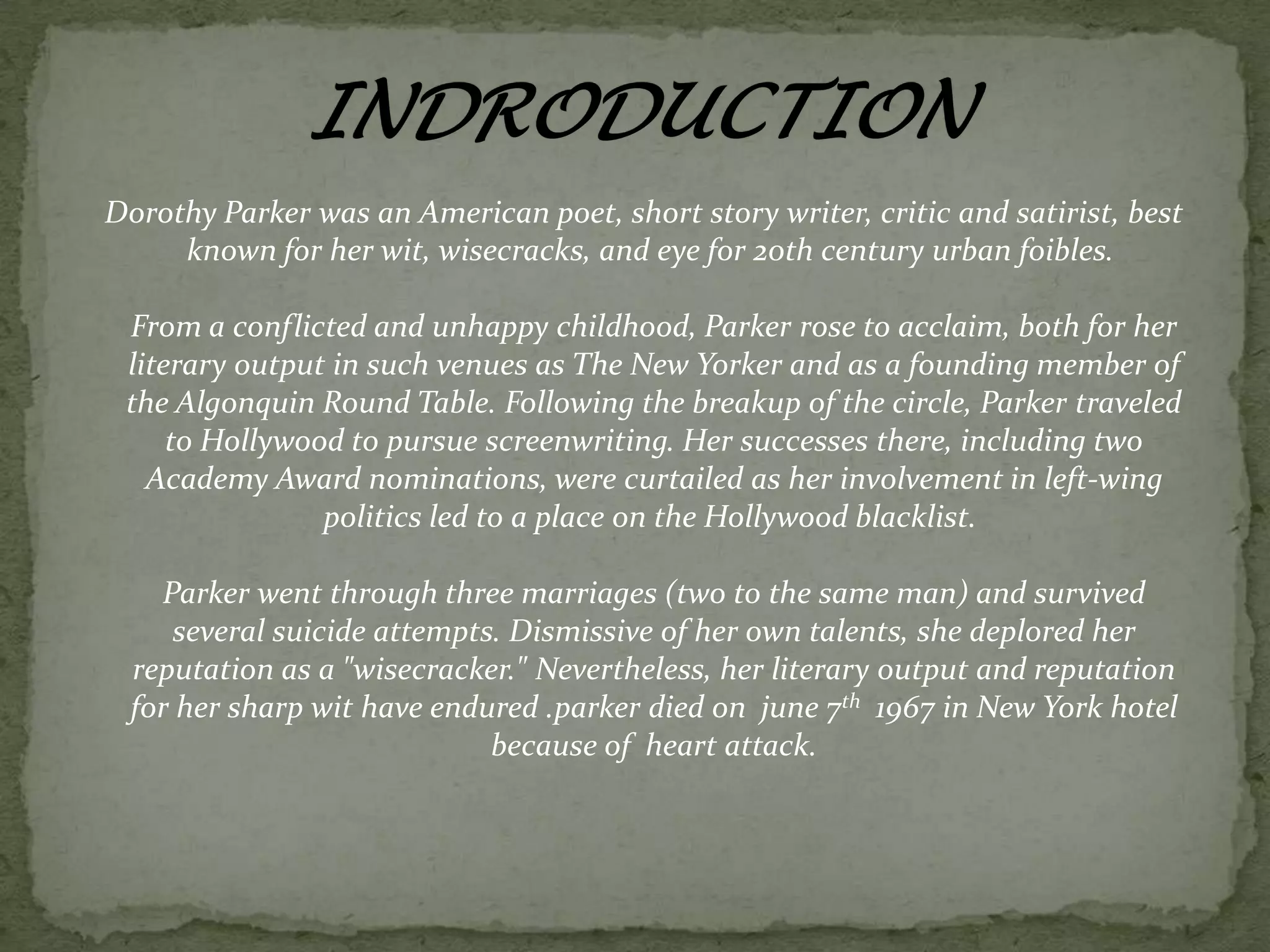 Dorothy parker | PPTX