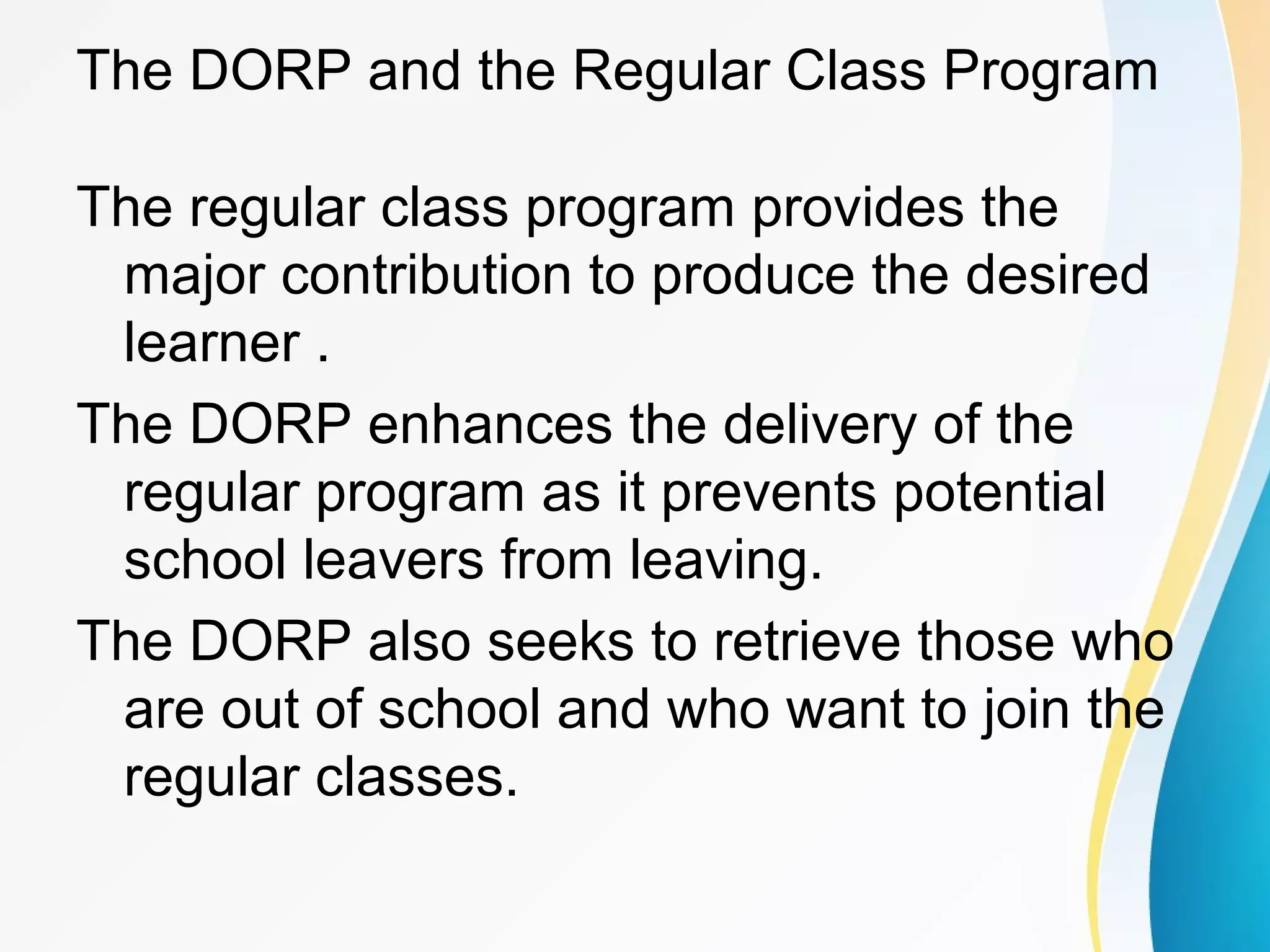 Drop Out Reduction Program | PPT
