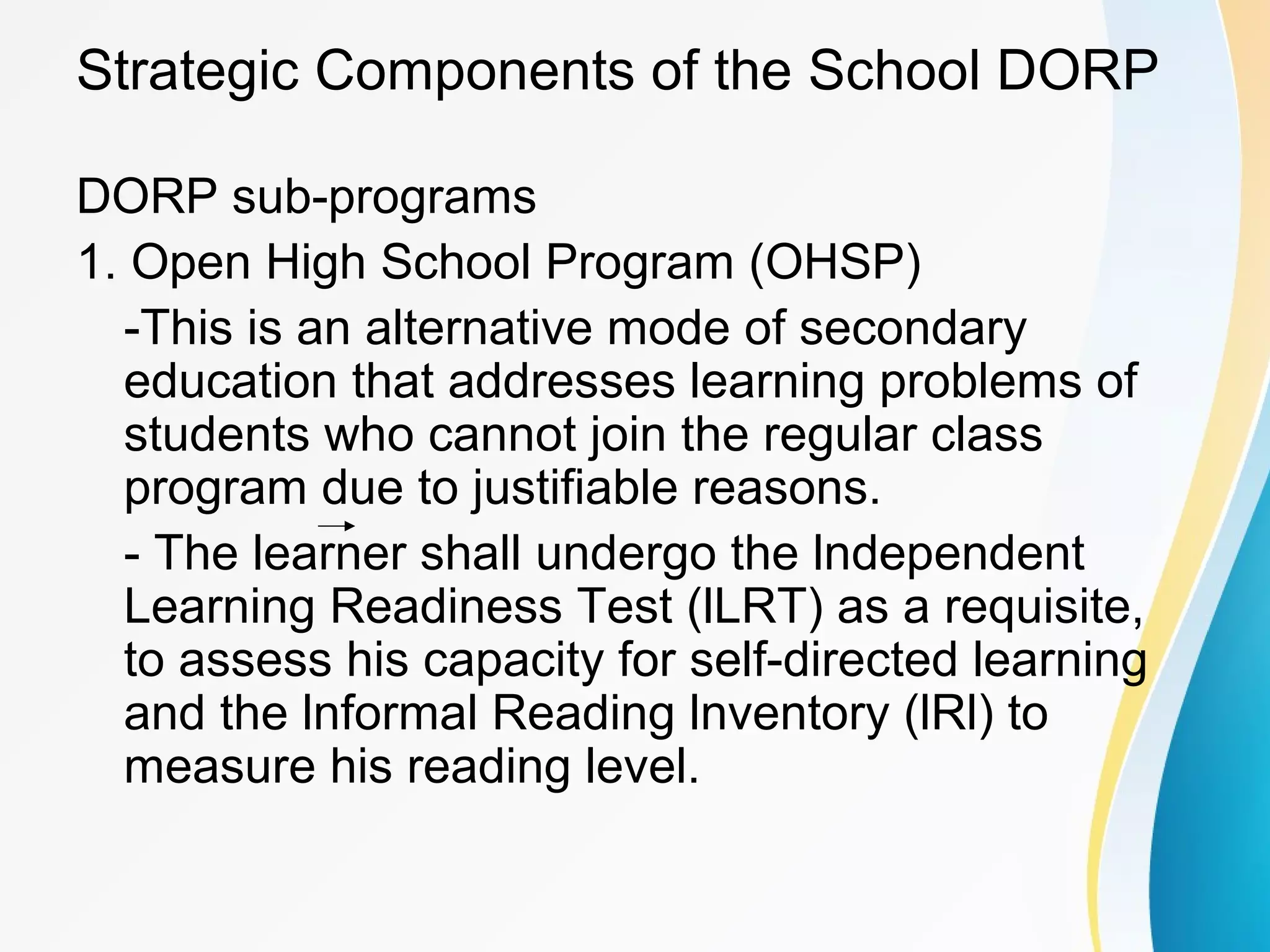 Drop Out Reduction Program | PPT