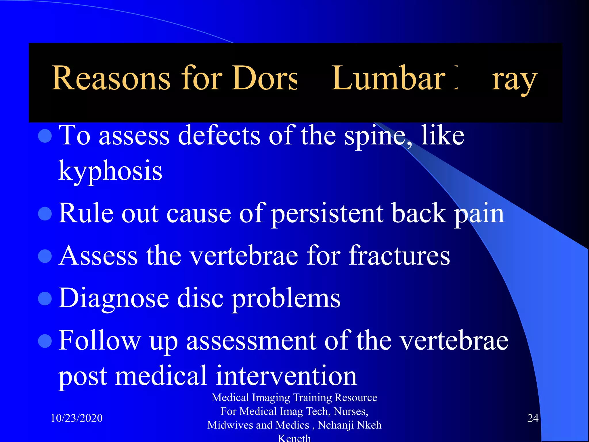 Dorso lumbar spine x-ray radiology training resource nchanji nkeh ...