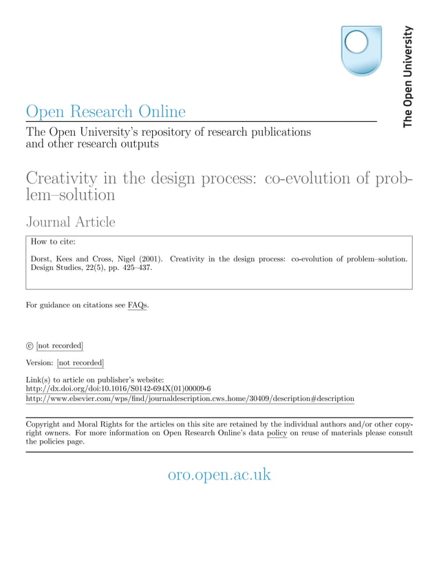 Dorst, kees and cross, nigel (2001): creativity in the design process ...