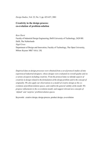 Dorst, kees and cross, nigel (2001): creativity in the design process ...