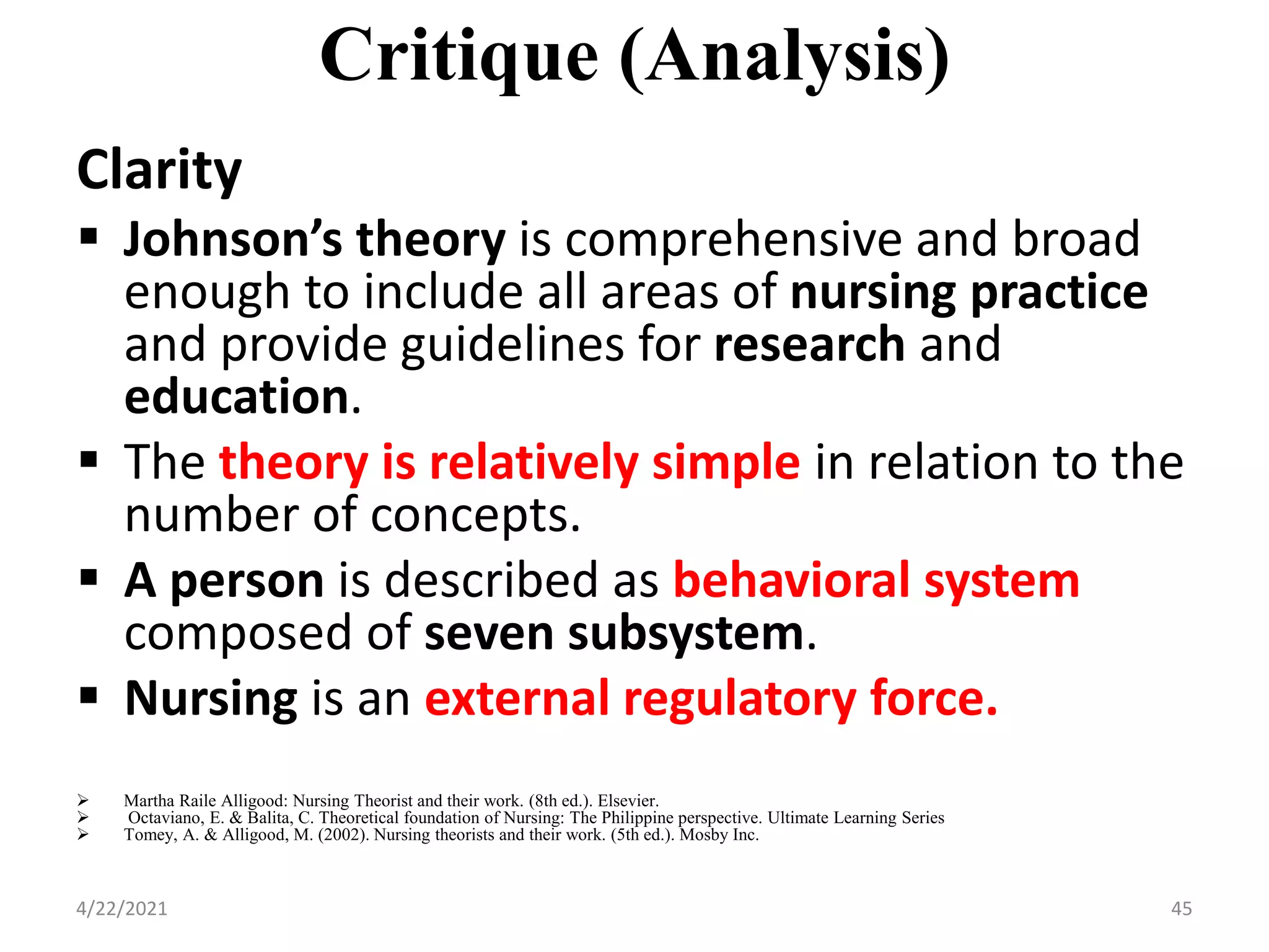 Dorothy e. Johnson behavioral system model JBSM 1 (2) | PPTX