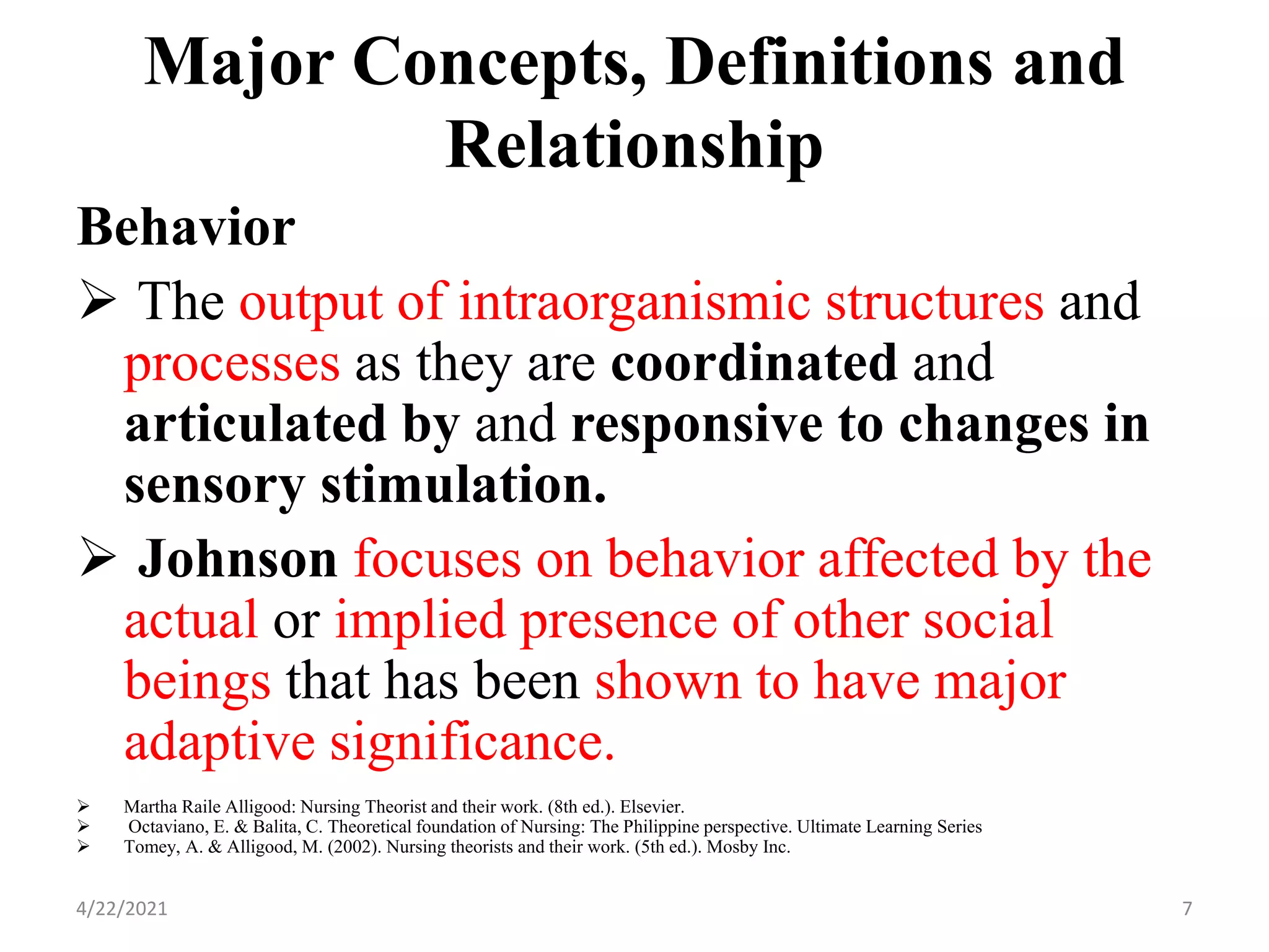 Dorothy e. Johnson behavioral system model JBSM 1 (2) | PPTX