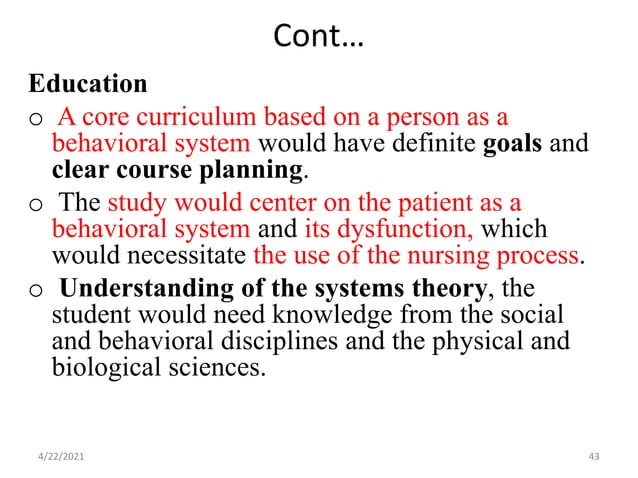 Dorothy e. Johnson behavioral system model JBSM 1 (2) | PPTX