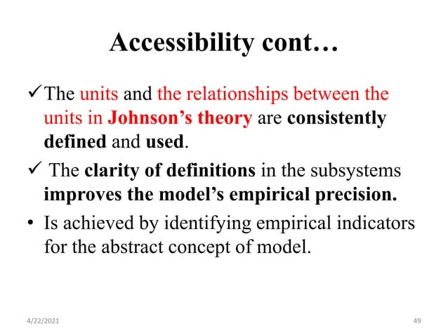 Dorothy e. Johnson behavioral system model JBSM 1 (2) | PPTX