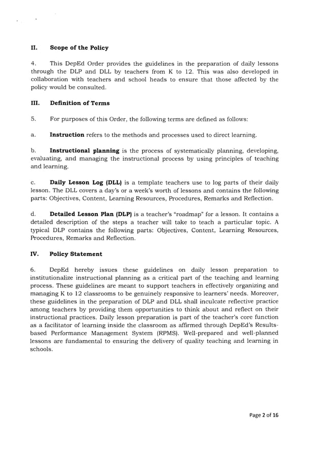 DO_s2016_042 Policy Guidelines on Daily Lesson Preparation for the K to ...