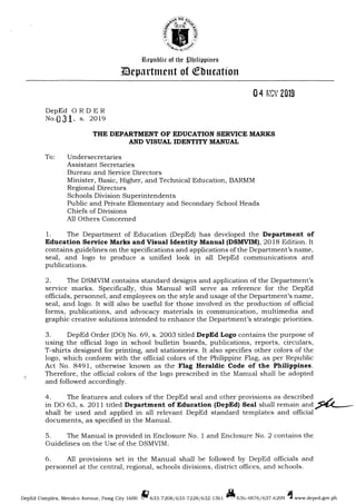 DepEd Service Marks and Visual Identity Manual 2018 | PDF