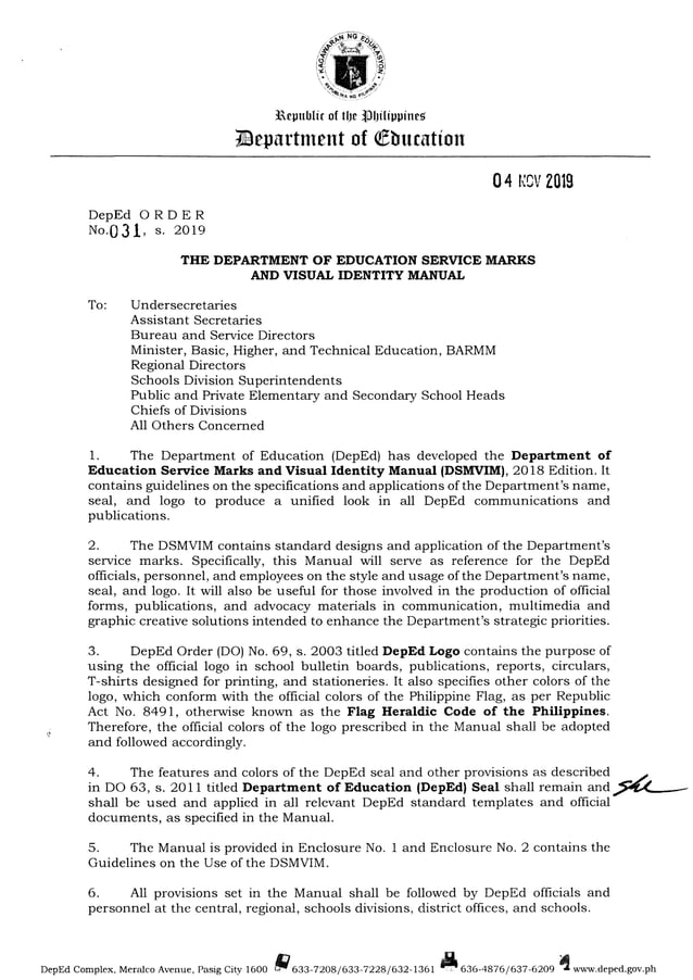 DepEd Service Marks and Visual Identity Manual 2018 | PDF