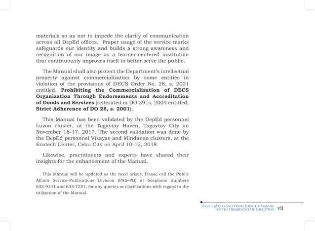 DepEd Service Marks and Visual Identity Manual 2018 | PDF