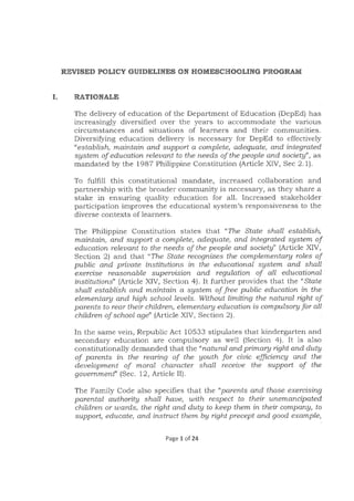 Guidelines for Home schooling Program | PDF