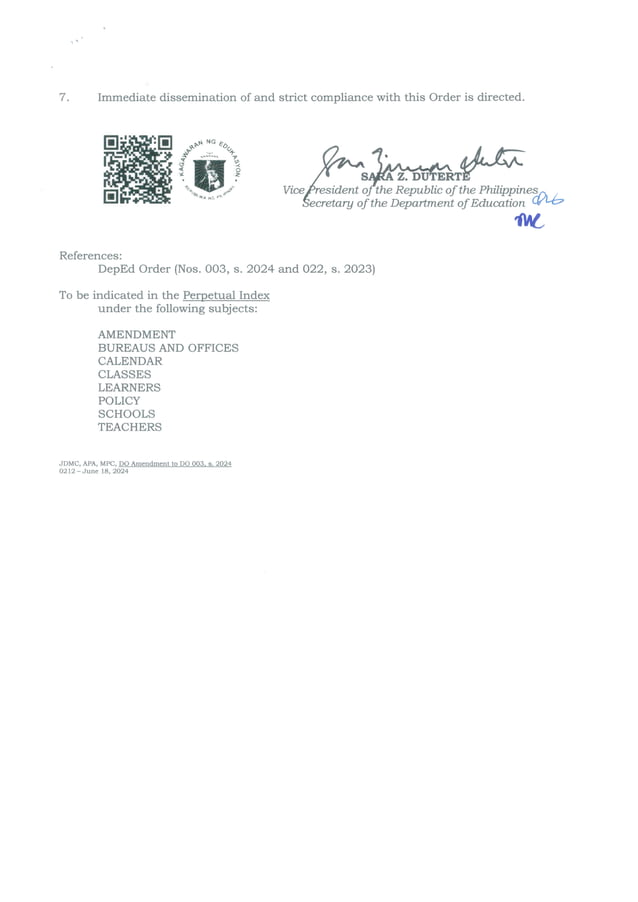 DepEd School Calendar 2024-2025 DO_s2024_008 | PDF