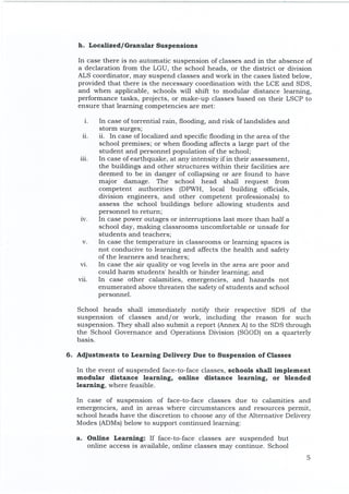 Guidelines on the cancellation of classes | PDF