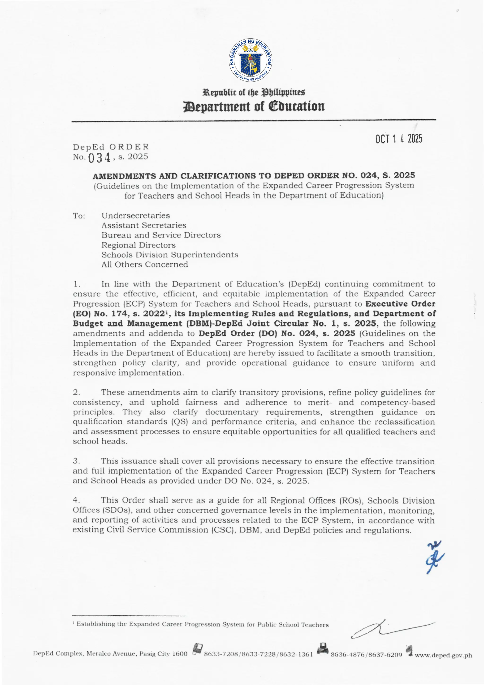 Deped Order 34, series 2025-of Maasin Integrated School | PDF