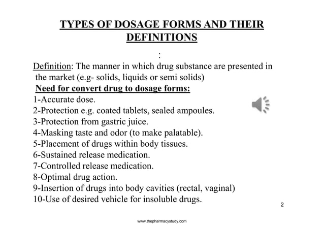 Dosage-Forms-and-Their-Definitions details of drugs | PPT