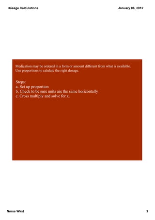 Dosage calculations | PDF