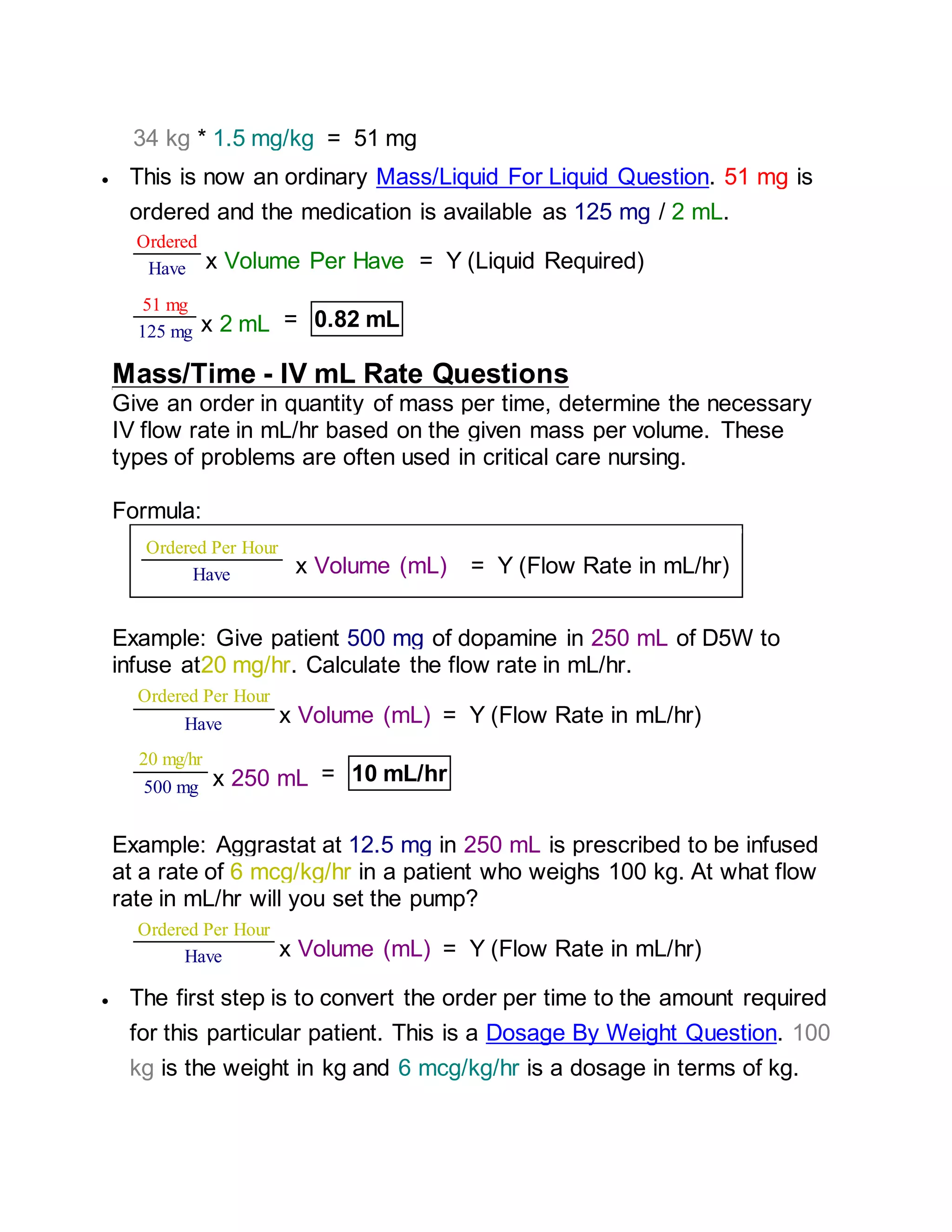 Dosage calculation stepby step | DOCX