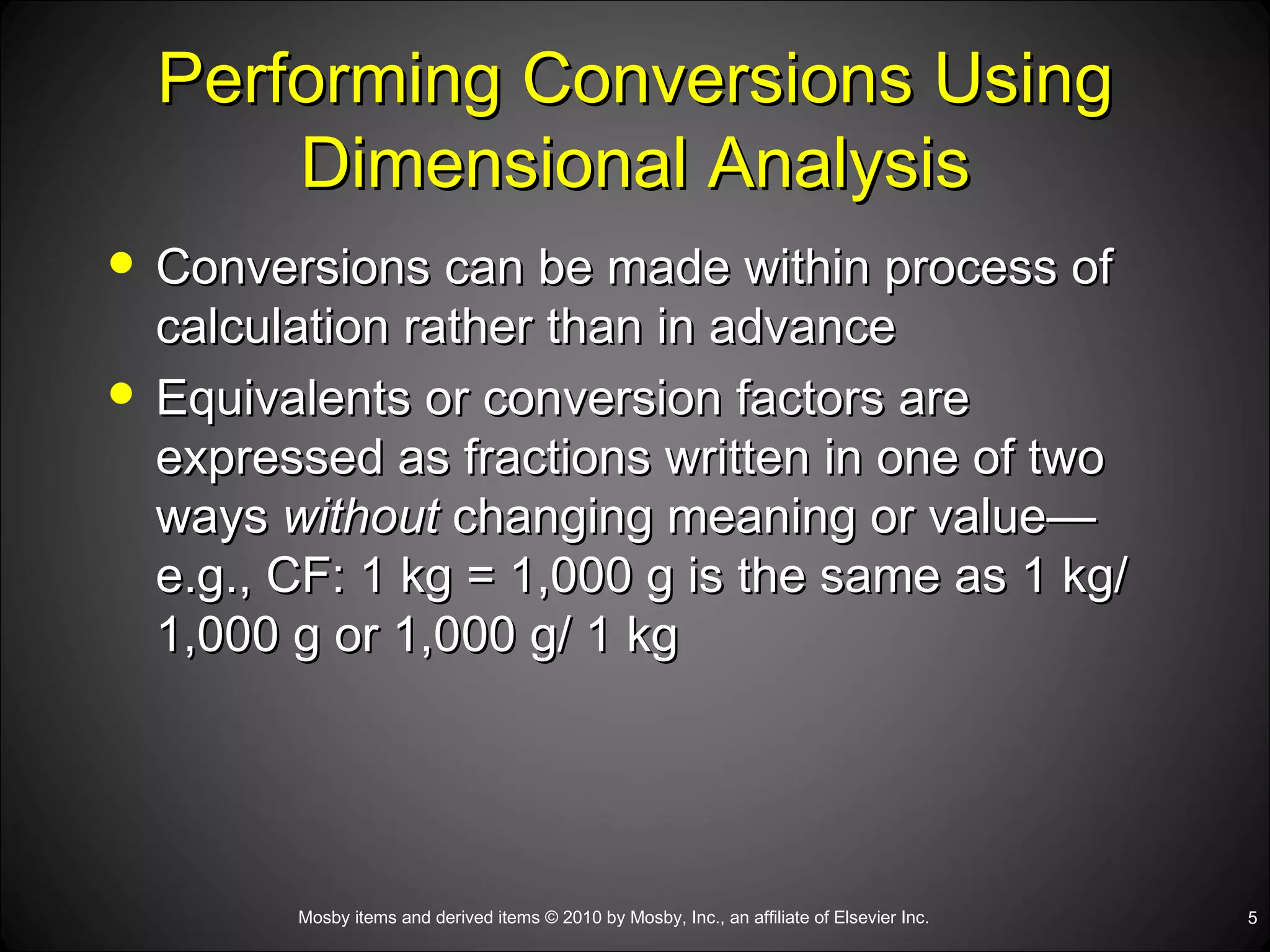 Dosage Calculation Using Dimensional Ana | PPT