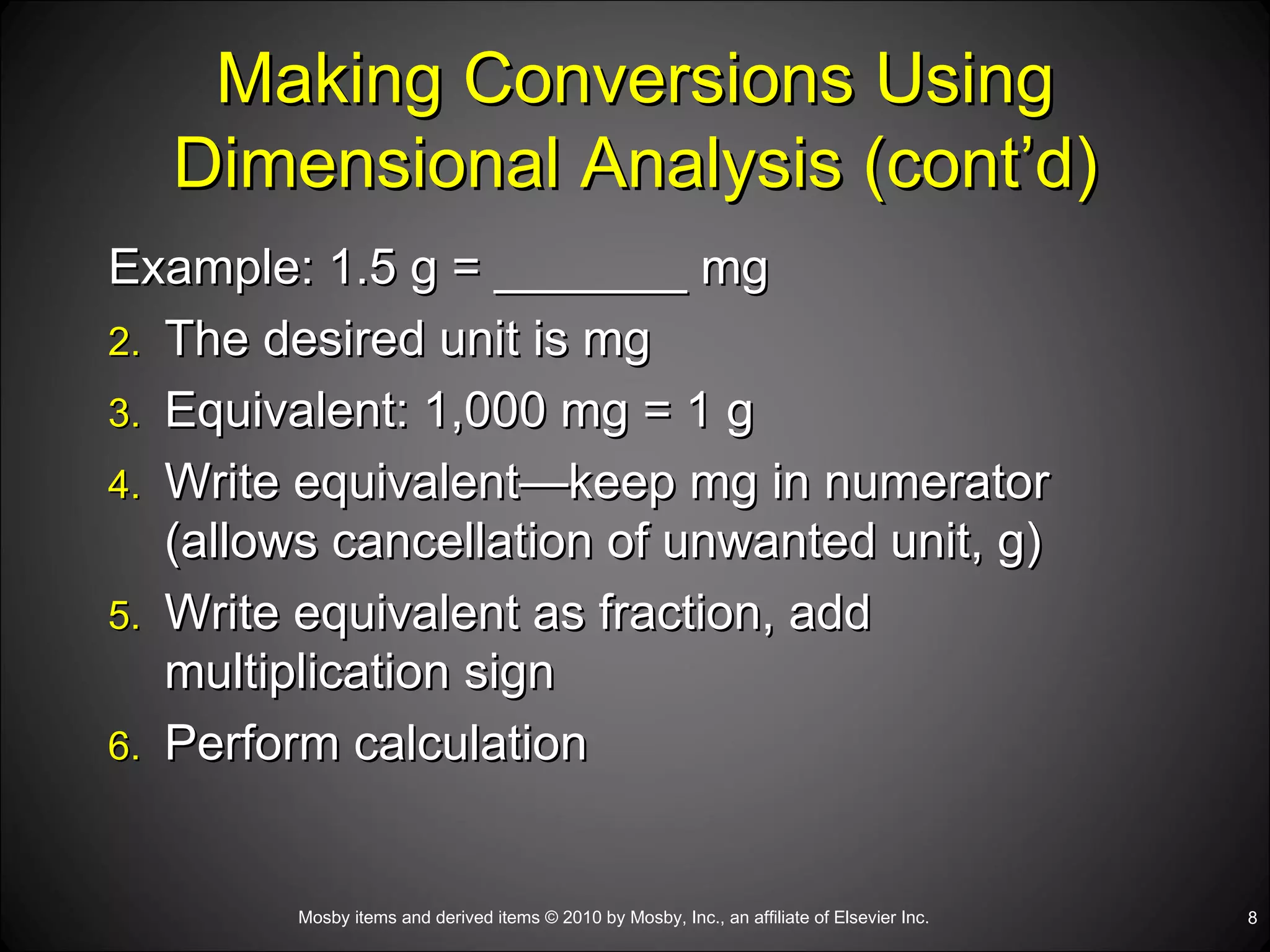 Dosage Calculation Using Dimensional Ana | PPT