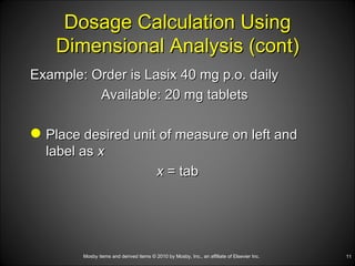 Dosage Calculation Using Dimensional Ana | PPT | Science