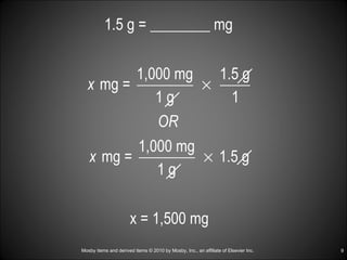 Dosage Calculation Using Dimensional Ana | PPT