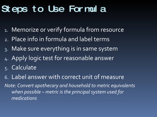 Dosage Calculation Using Formula Method | PPT