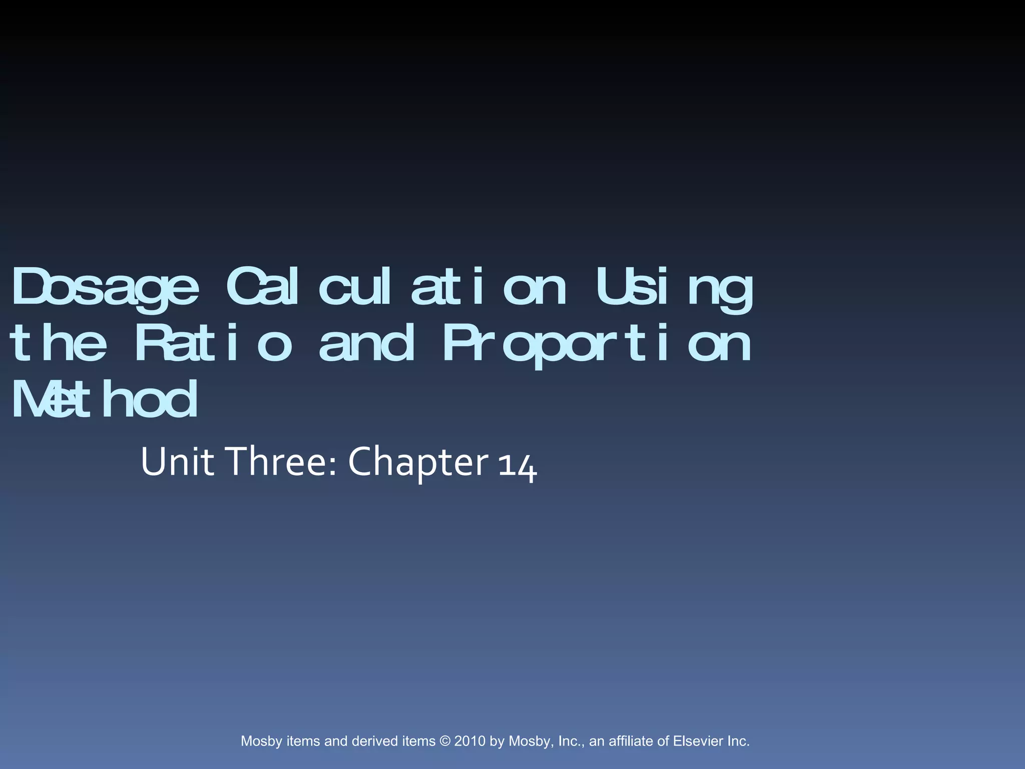 Dosage Calculation Using Ratio And Propo | PPT