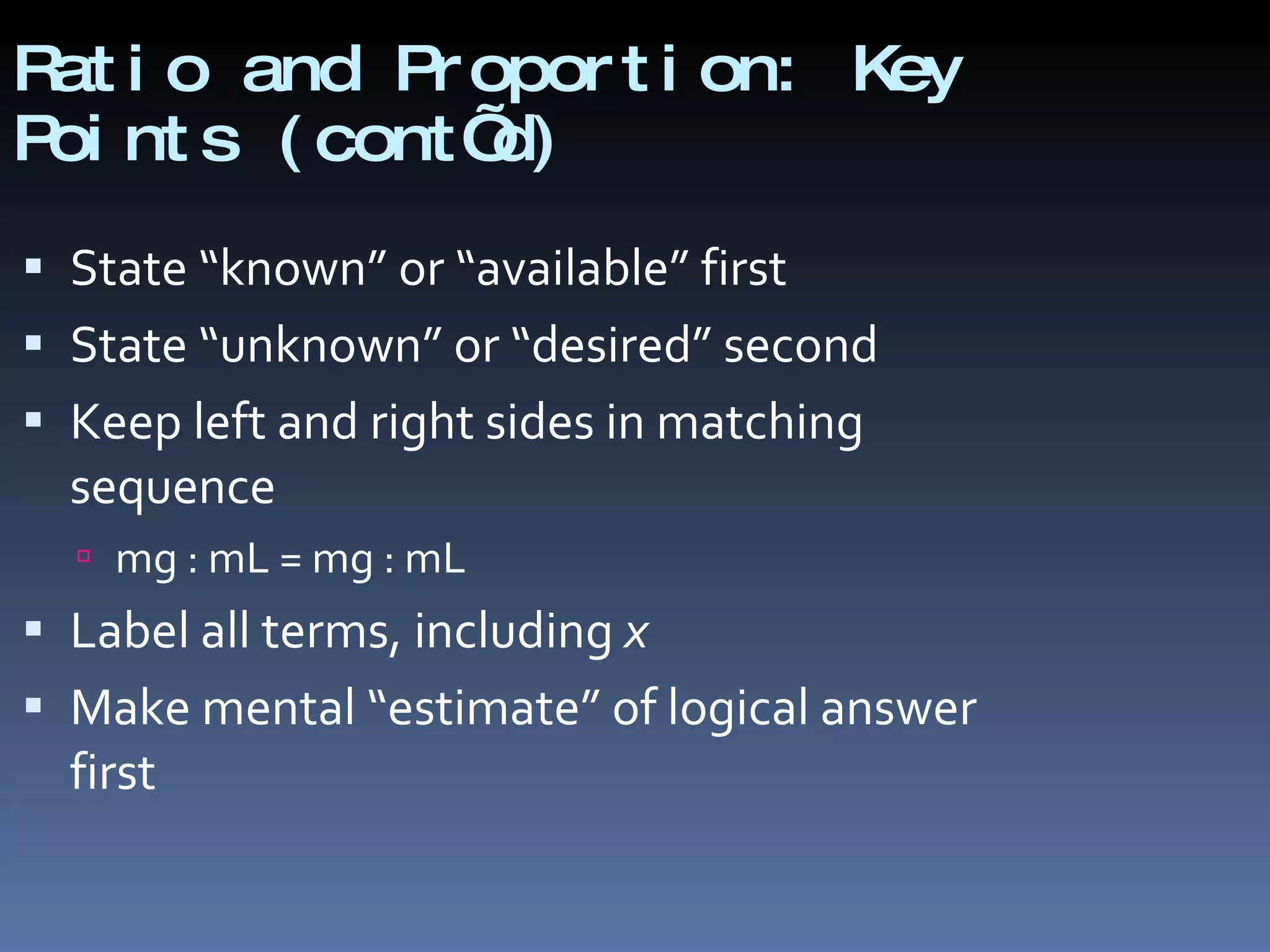 Dosage Calculation Using Ratio And Propo | PPT