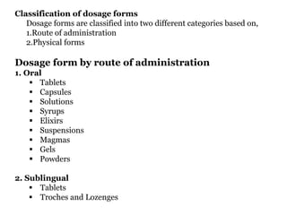 Pharmaceutical Dosage Form and its Classification | PPT