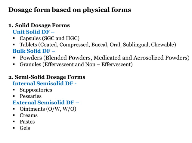 Pharmaceutical Dosage Form and its Classification | PPT