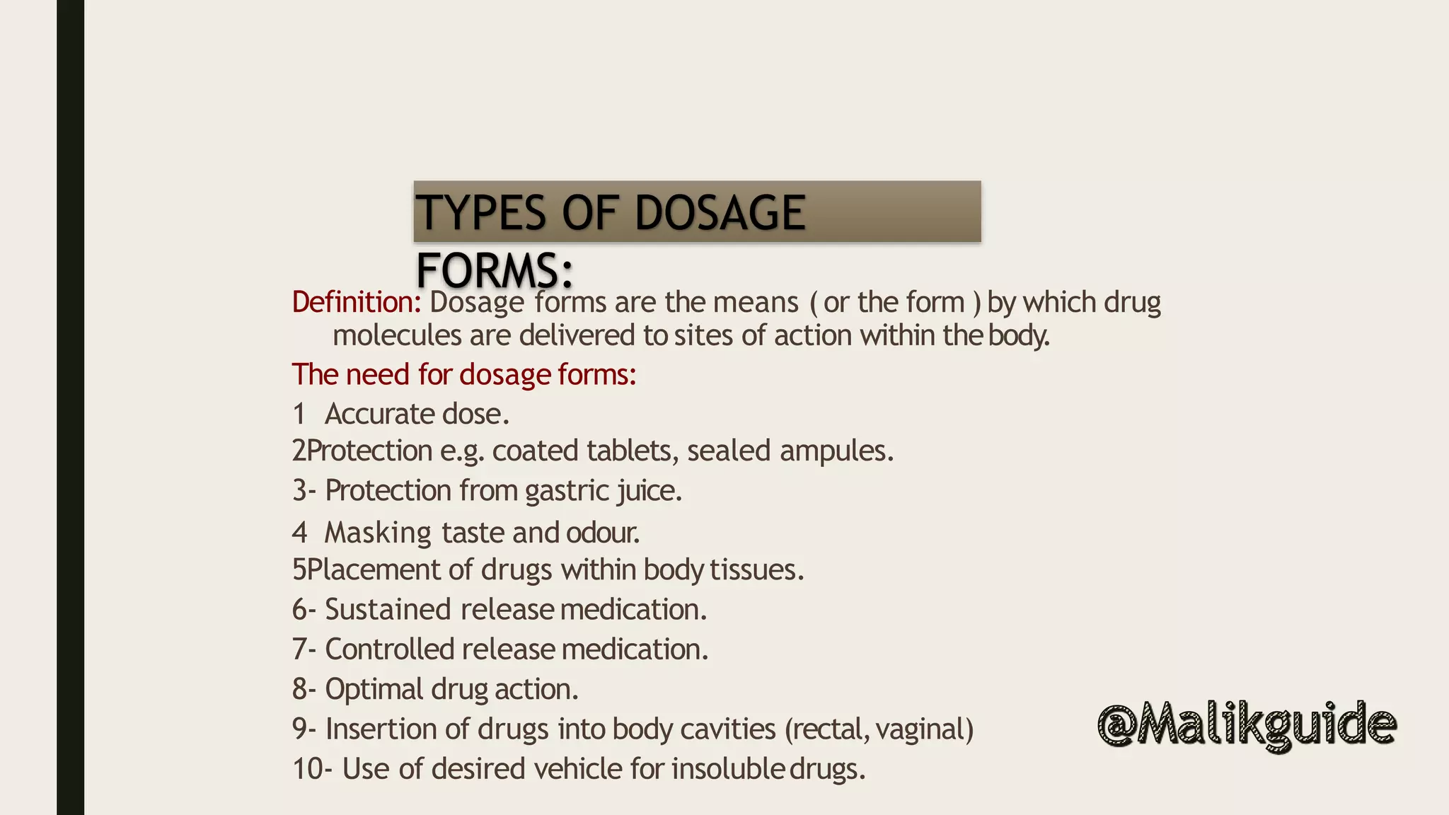 Types of dosage form | PPTX | Chemistry | Science