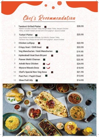 Dosa Hut Canberra Menu - Authentic Indian Cuisine | PDF