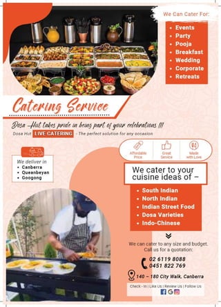 Dosa Hut Canberra Menu - Authentic Indian Cuisine | PDF