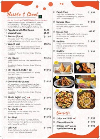 Dosa Hut Canberra Menu - Authentic Indian Cuisine | PDF