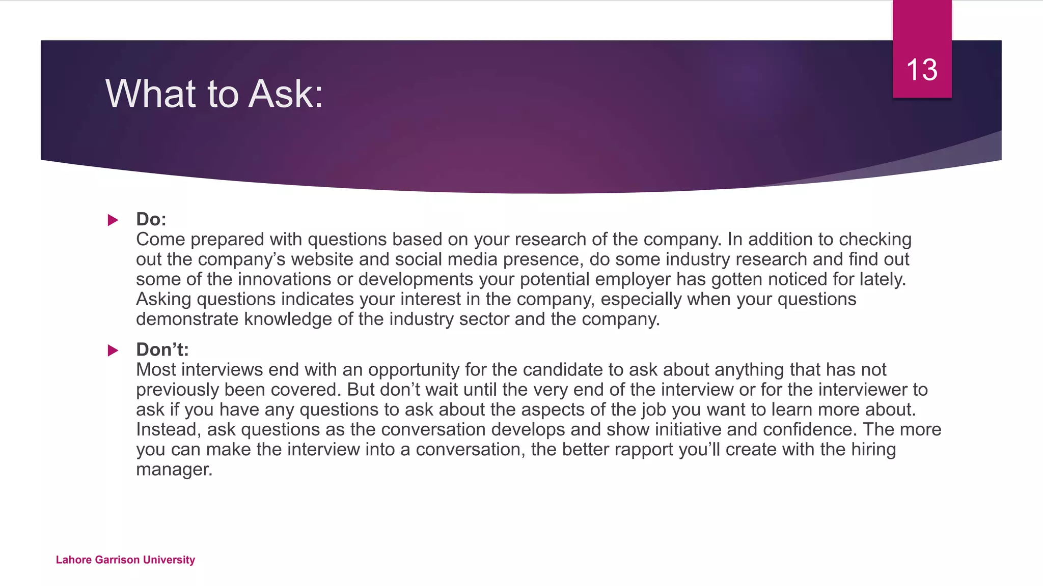 Do's and don't job interview | PPTX
