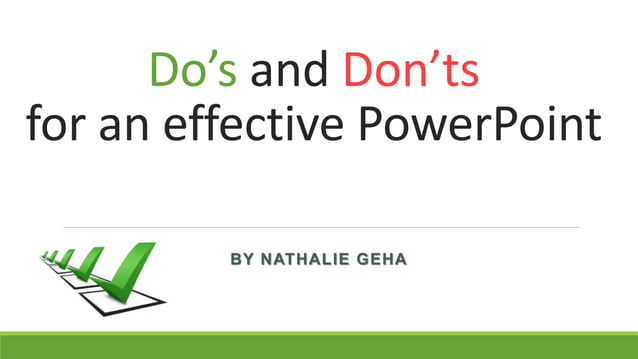 Do's and don'ts for an effective PowerPoint Presentation | PPTX