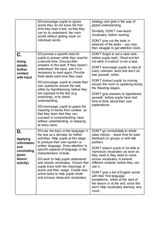 Dos and donts for teaching reading | DOCX