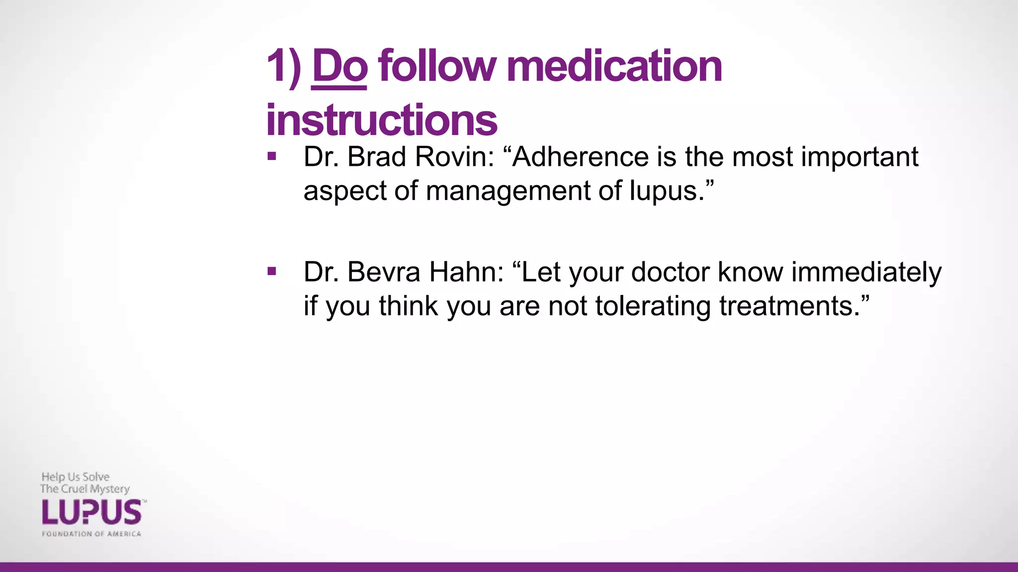 Dos and Don'ts for Living Well with Lupus | PPTX