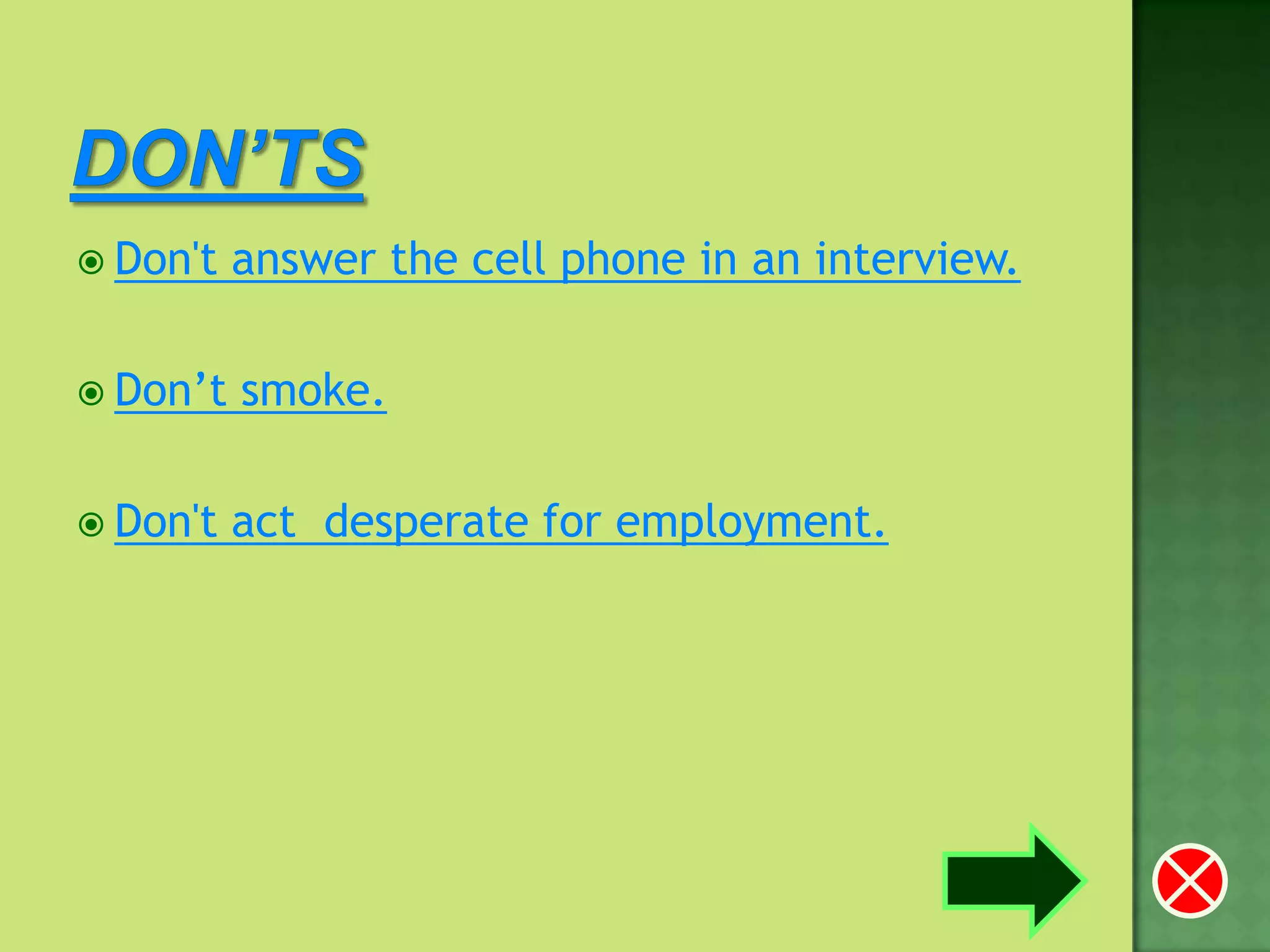 Do's and don'ts of a job interview | PPTX