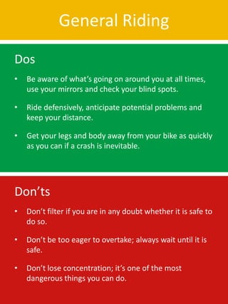 Dos and Don'ts of Safe Motorcycle Riding | PDF